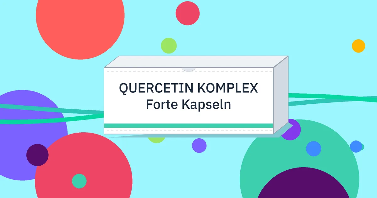 Symbolbild: Packung mit der Aufschrift QUERCETIN KOMPLEX Forte Kapseln (PZN 17891026) – Verfügbarkeit und Bezug in Apotheken in Frankfurt am Main