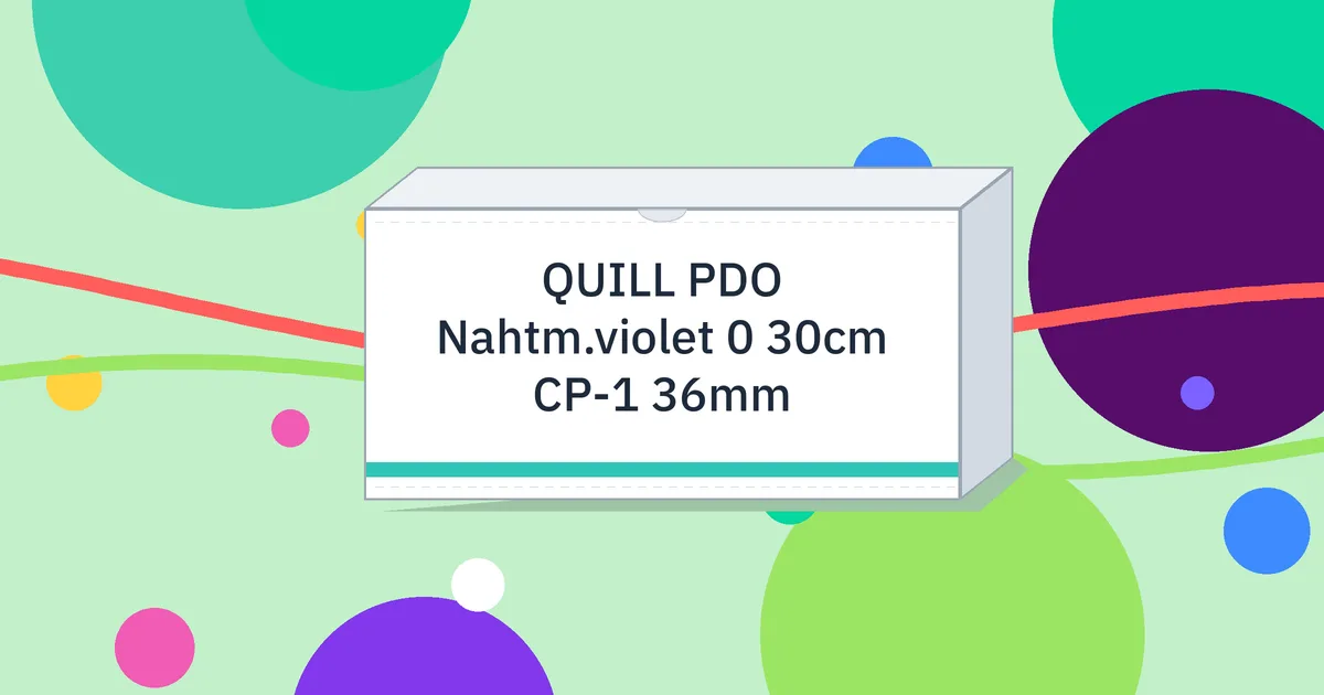 Symbolbild: Packung mit der Aufschrift QUILL PDO Nahtm.violet 0 30cm CP-1 36mm (PZN 17990030) – Verfügbarkeit und Bezug in Apotheken in Frankfurt am Main