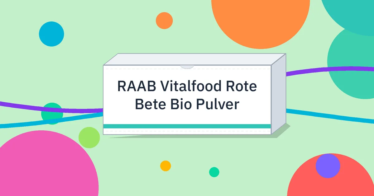 Symbolbild: Packung mit der Aufschrift RAAB Vitalfood Rote Bete Bio Pulver (PZN 19305564) – Verfügbarkeit und Bezug in Apotheken in Frankfurt am Main