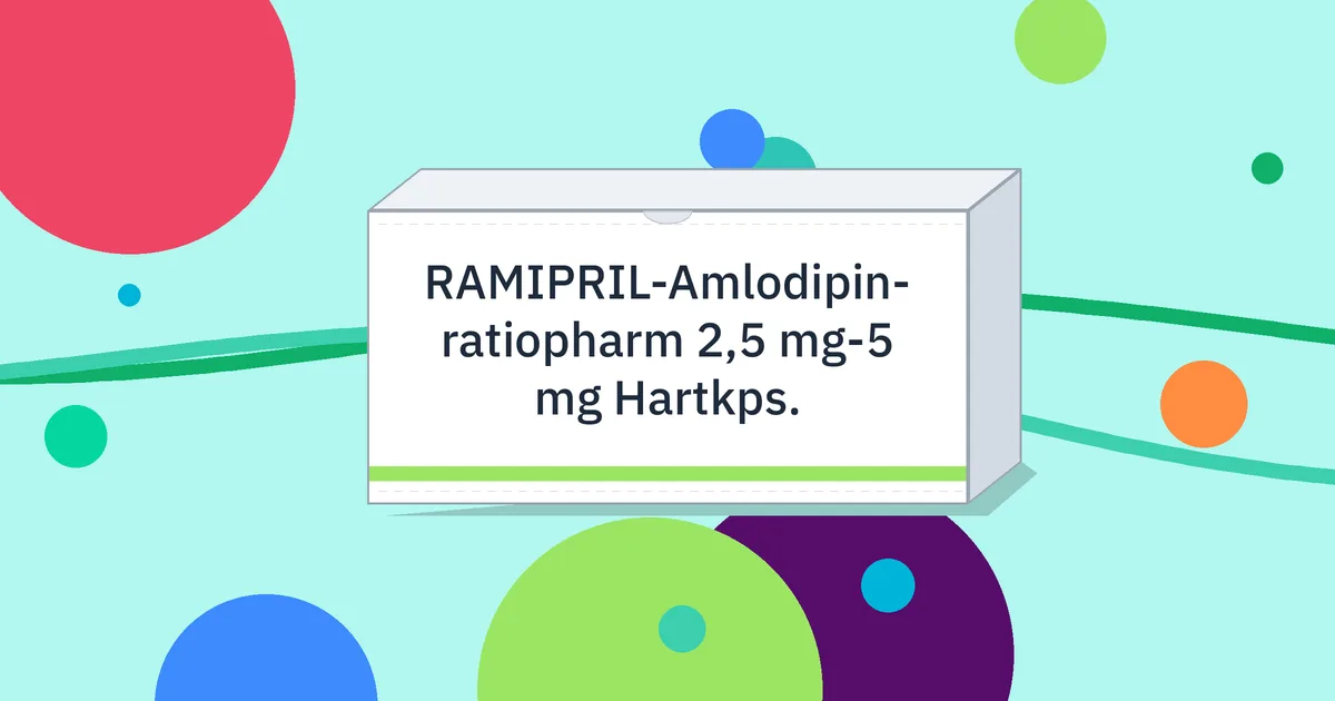 Symbolbild: Packung mit der Aufschrift RAMIPRIL-Amlodipin-ratiopharm 2,5 mg-5 mg Hartkps. (PZN 13752724) – Verfügbarkeit und Bezug in Apotheken in Frankfurt am Main