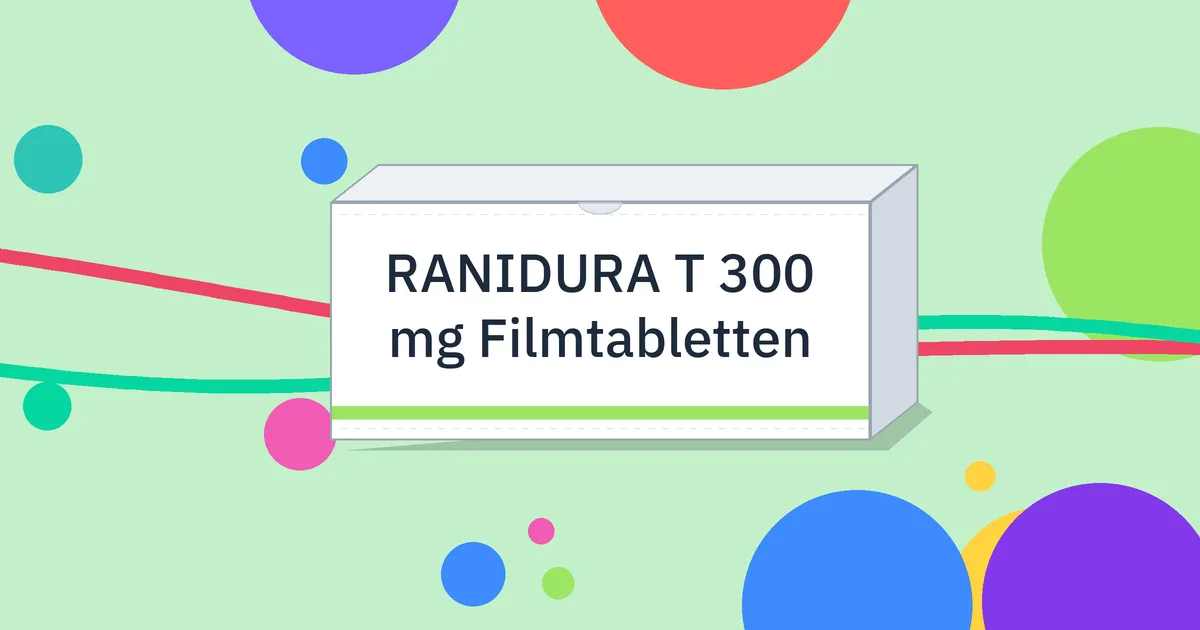 Symbolbild: Packung mit der Aufschrift RANIDURA T 300 mg Filmtabletten (PZN 08818131) – Verfügbarkeit und Bezug in Apotheken in Frankfurt am Main