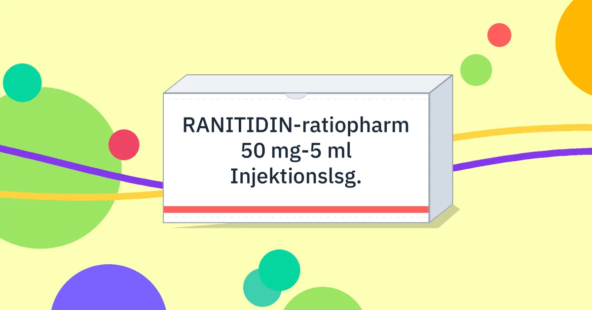 Symbolbild: Packung mit der Aufschrift RANITIDIN-ratiopharm 50 mg-5 ml Injektionslsg. (PZN 07430749) – Verfügbarkeit und Bezug in Apotheken in Frankfurt am Main