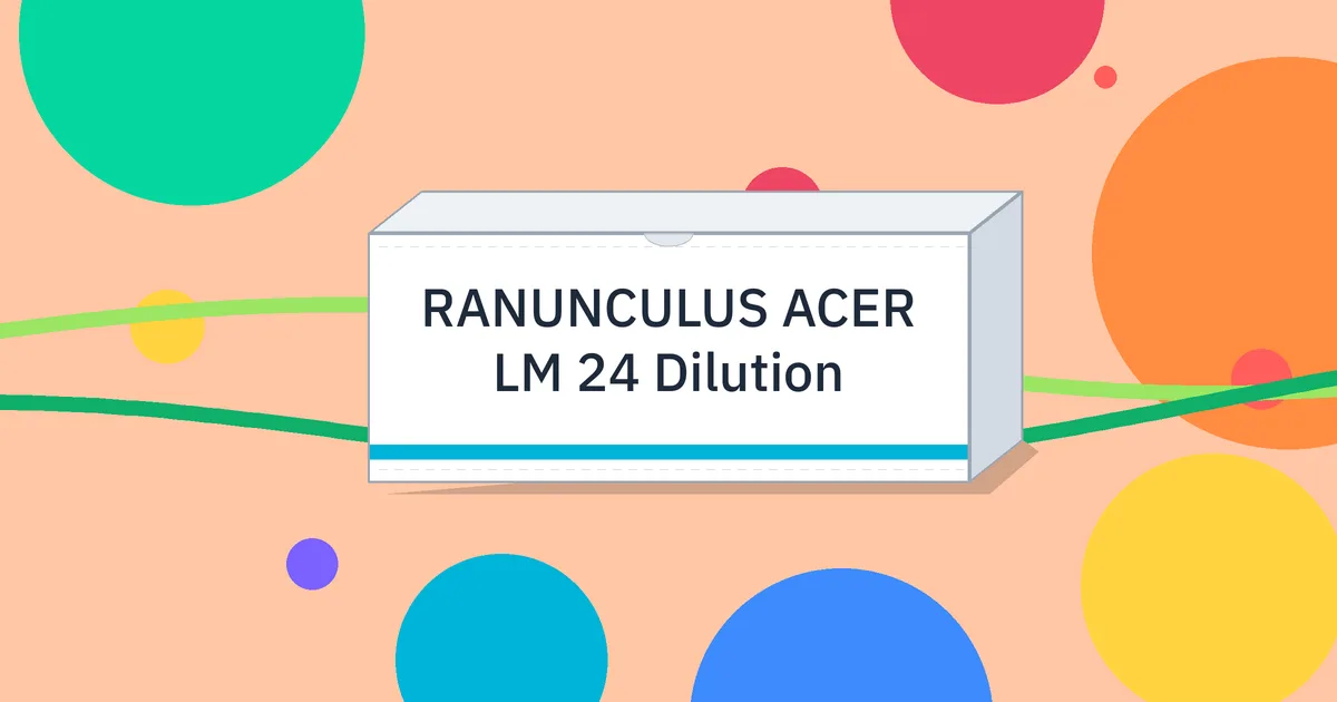 Symbolbild: Packung mit der Aufschrift RANUNCULUS ACER LM 24 Dilution (PZN 13675633) – Verfügbarkeit und Bezug in Apotheken in Frankfurt am Main