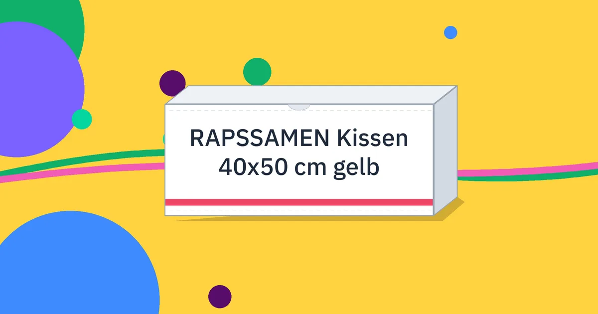 Symbolbild: Packung mit der Aufschrift RAPSSAMEN Kissen 40x50 cm gelb (PZN 05452706) – Verfügbarkeit und Bezug in Apotheken in Frankfurt am Main