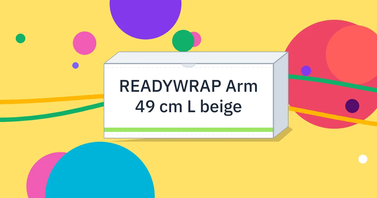 Symbolbild: Packung mit der Aufschrift READYWRAP Arm 49 cm L beige (PZN 16567223) – Verfügbarkeit und Bezug in Apotheken in Frankfurt am Main