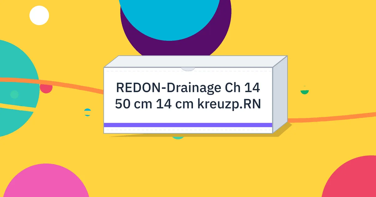Symbolbild: Packung mit der Aufschrift REDON-Drainage Ch 14 50 cm 14 cm kreuzp.RN (PZN 17483876) – Verfügbarkeit und Bezug in Apotheken in Frankfurt am Main