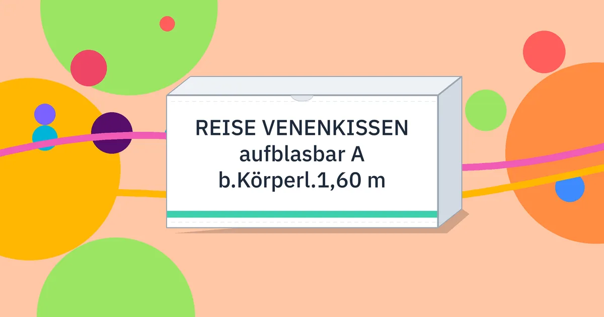 Symbolbild: Packung mit der Aufschrift REISE VENENKISSEN aufblasbar A b.Körperl.1,60 m (PZN 00636755) – Verfügbarkeit und Bezug in Apotheken in Frankfurt am Main