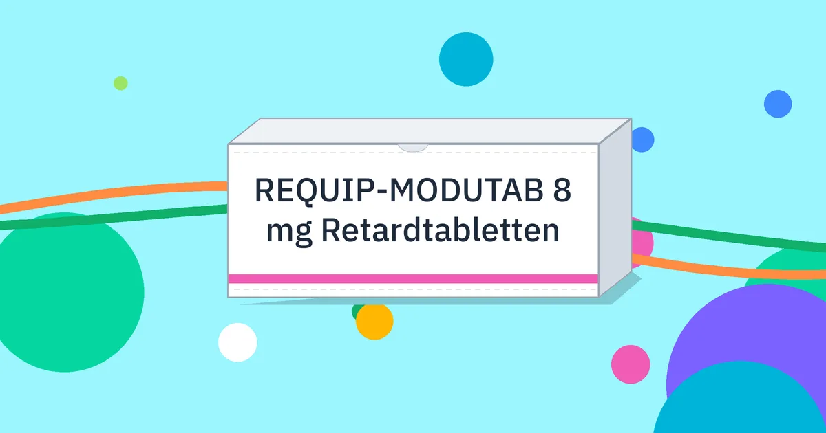 Symbolbild: Packung mit der Aufschrift REQUIP-MODUTAB 8 mg Retardtabletten (PZN 07104168) – Verfügbarkeit und Bezug in Apotheken in Frankfurt am Main
