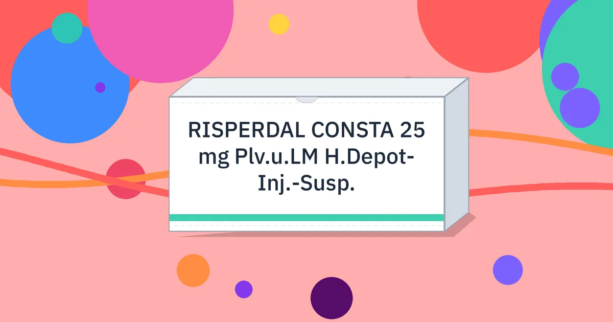 Symbolbild: Packung mit der Aufschrift RISPERDAL CONSTA 25 mg Plv.u.LM H.Depot-Inj.-Susp. (PZN 09073940) – Verfügbarkeit und Bezug in Apotheken in Frankfurt am Main