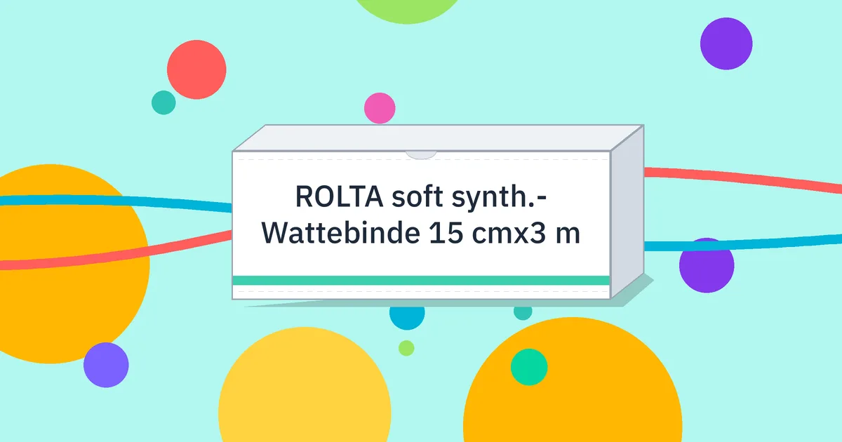 Symbolbild: Packung mit der Aufschrift ROLTA soft synth.-Wattebinde 15 cmx3 m (PZN 12578419) – Verfügbarkeit und Bezug in Apotheken in Frankfurt am Main