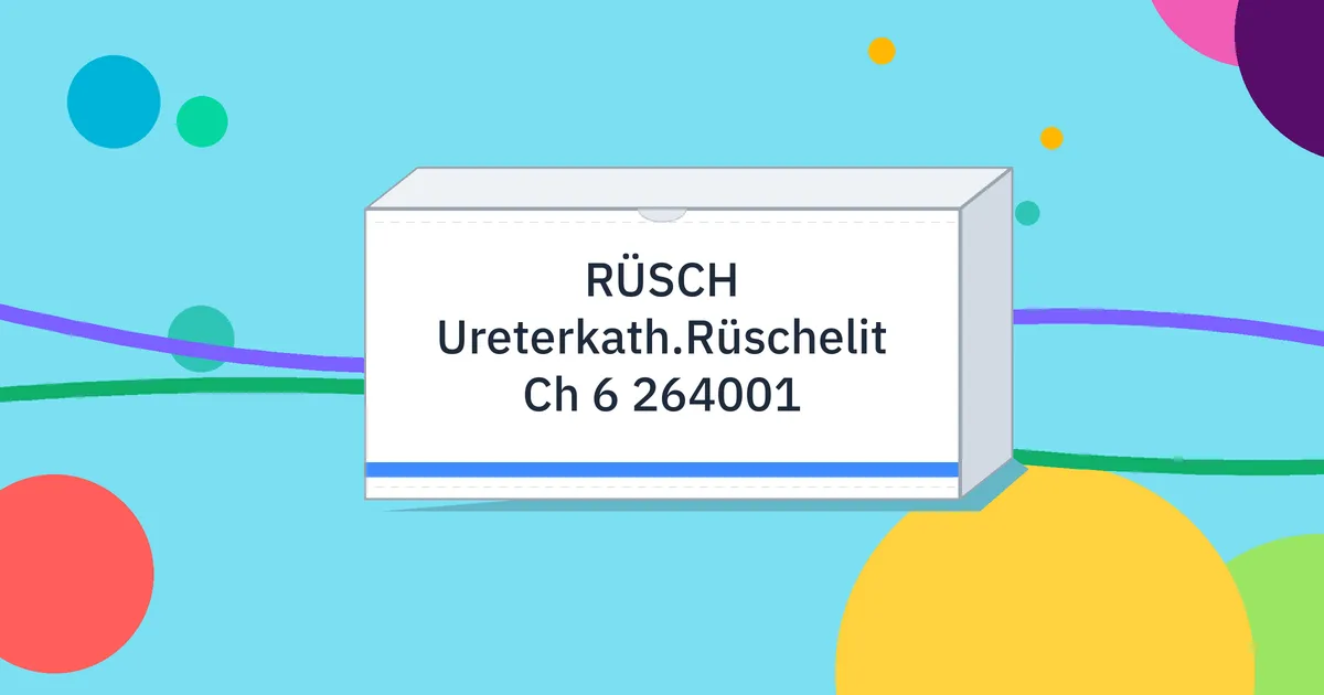 Symbolbild: Packung mit der Aufschrift RÜSCH Ureterkath.Rüschelit Ch 6 264001 (PZN 07398632) – Verfügbarkeit und Bezug in Apotheken in Frankfurt am Main