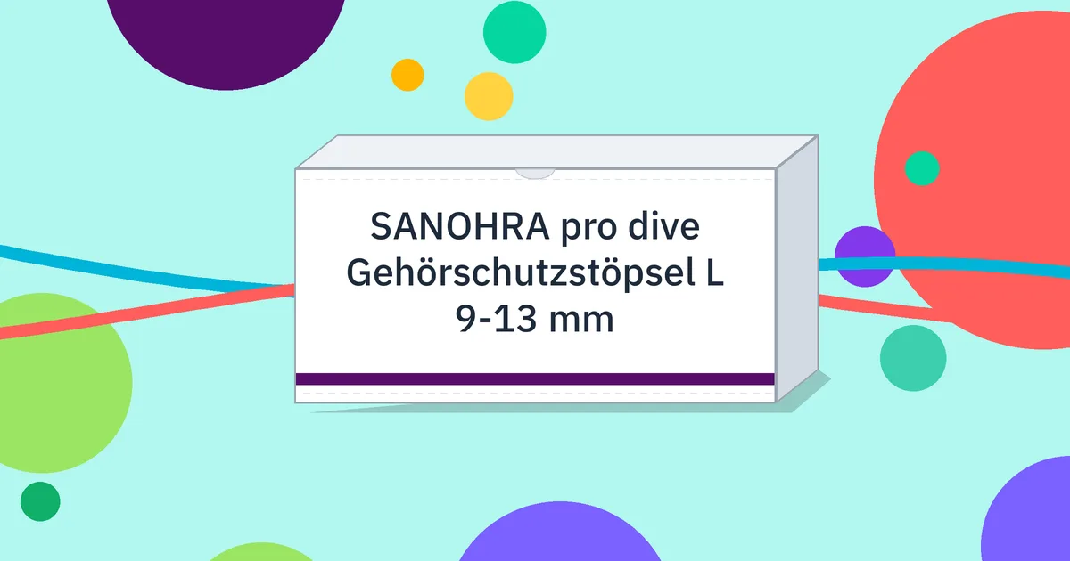 Symbolbild: Packung mit der Aufschrift SANOHRA pro dive Gehörschutzstöpsel L 9-13 mm (PZN 19630560) – Verfügbarkeit und Bezug in Apotheken in Frankfurt am Main