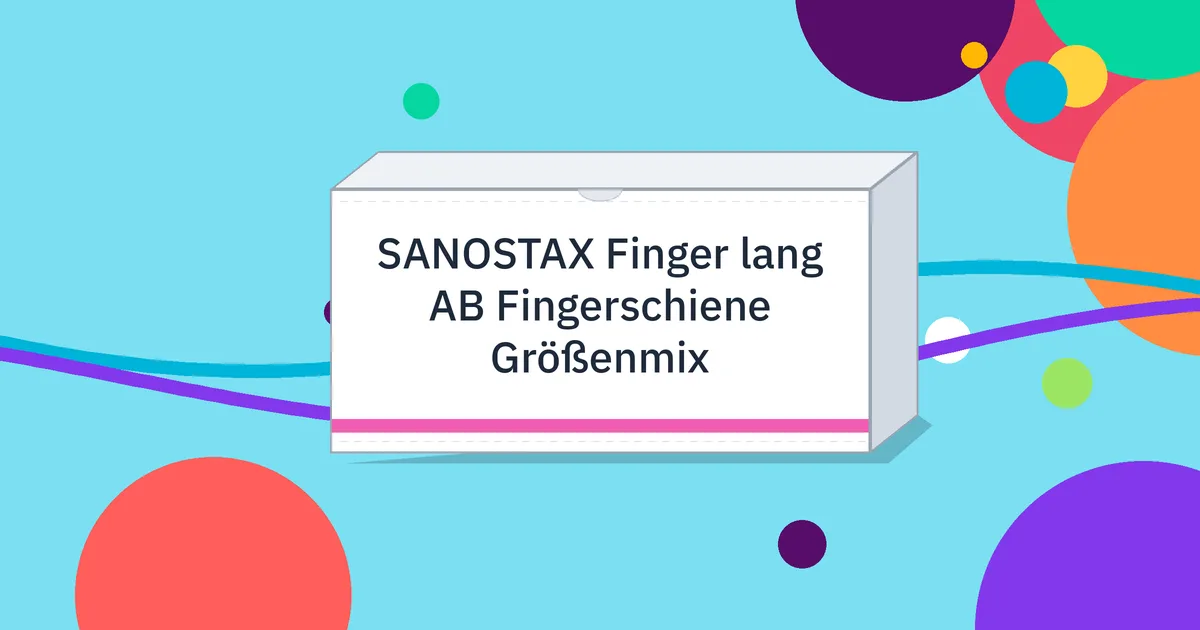 Symbolbild: Packung mit der Aufschrift SANOSTAX Finger lang AB Fingerschiene Größenmix (PZN 10197185) – Verfügbarkeit und Bezug in Apotheken in Frankfurt am Main