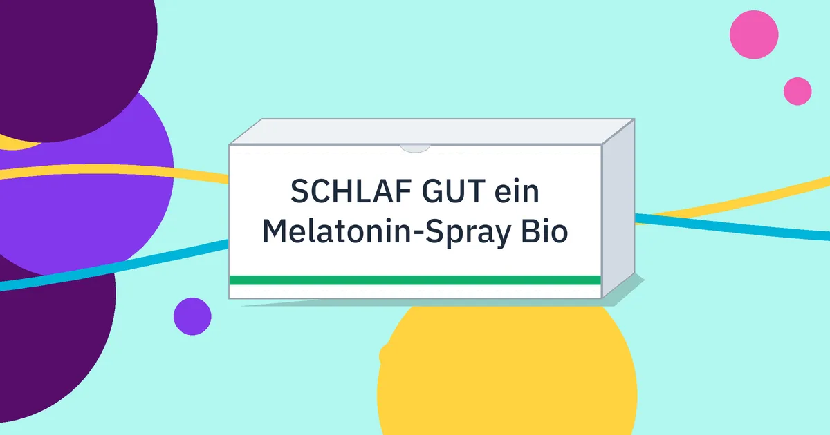 Symbolbild: Packung mit der Aufschrift SCHLAF GUT ein Melatonin-Spray Bio (PZN 18446245) – Verfügbarkeit und Bezug in Apotheken in Frankfurt am Main