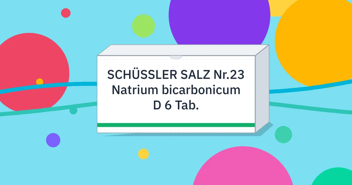 Symbolbild: Packung mit der Aufschrift SCHÜSSLER SALZ Nr.23 Natrium bicarbonicum D 6 Tab. (PZN 19644125) – Verfügbarkeit und Bezug in Apotheken in Frankfurt am Main