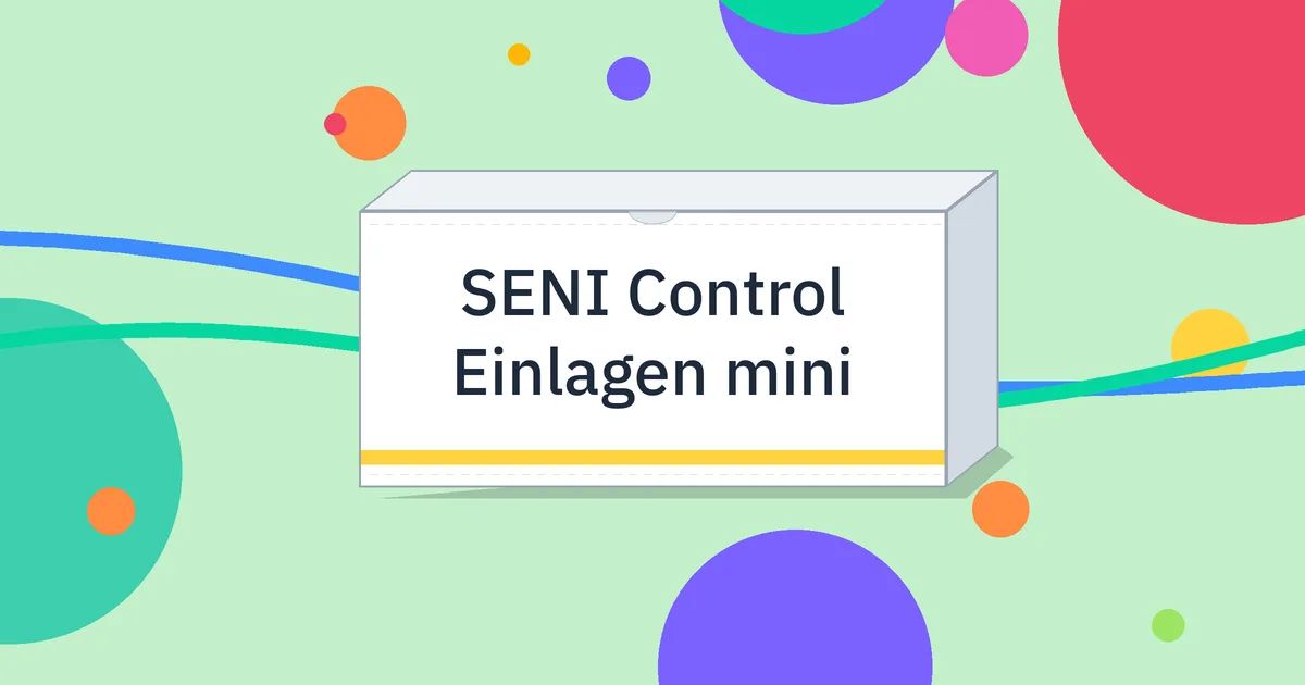 Symbolbild: Packung mit der Aufschrift SENI Control Einlagen mini (PZN 12663869) – Verfügbarkeit und Bezug in Apotheken in Frankfurt am Main