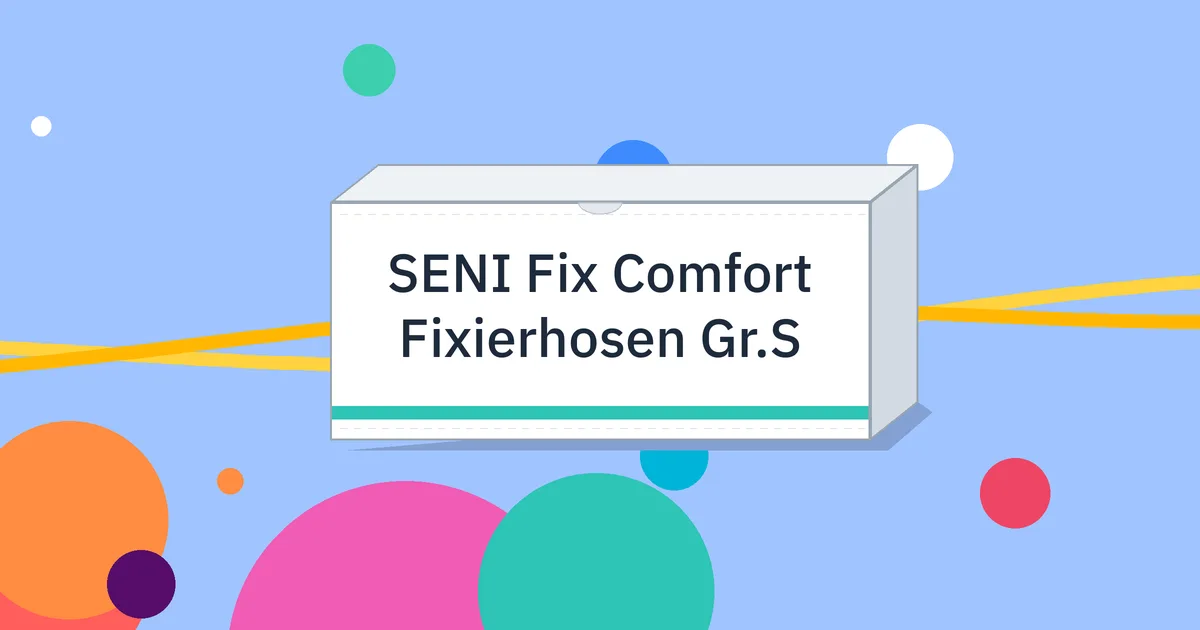 Symbolbild: Packung mit der Aufschrift SENI Fix Comfort Fixierhosen Gr.S (PZN 12664840) – Verfügbarkeit und Bezug in Apotheken in Frankfurt am Main