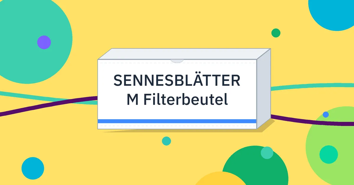 Symbolbild: Packung mit der Aufschrift SENNESBLÄTTER M Filterbeutel (PZN 01440304) – Verfügbarkeit und Bezug in Apotheken in Frankfurt am Main
