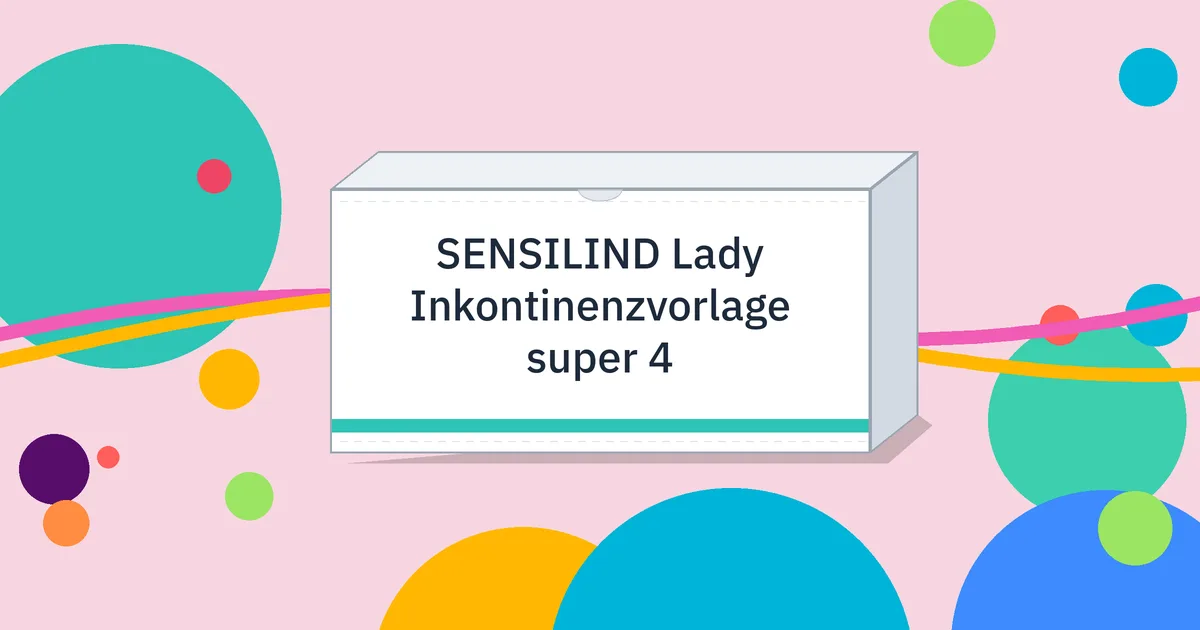 Symbolbild: Packung mit der Aufschrift SENSILIND Lady Inkontinenzvorlage super 4 (PZN 19713553) – Verfügbarkeit und Bezug in Apotheken in Frankfurt am Main