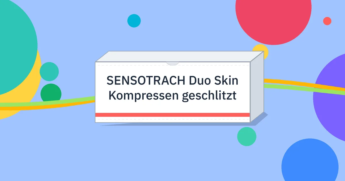 Symbolbild: Packung mit der Aufschrift SENSOTRACH Duo Skin Kompressen geschlitzt (PZN 11074556) – Verfügbarkeit und Bezug in Apotheken in Frankfurt am Main