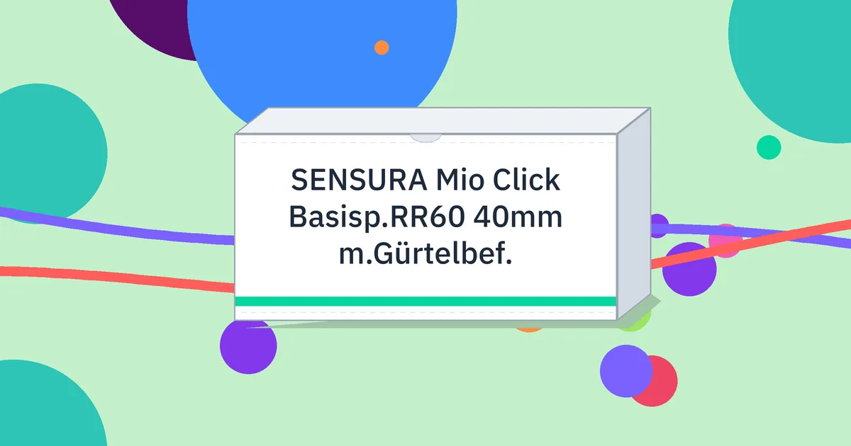 Symbolbild: Packung mit der Aufschrift SENSURA Mio Click Basisp.RR60 40mm m.Gürtelbef. (PZN 10202615) – Verfügbarkeit und Bezug in Apotheken in Frankfurt am Main