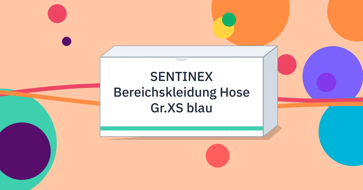 Symbolbild: Packung mit der Aufschrift SENTINEX Bereichskleidung Hose Gr.XS blau (PZN 09732779) – Verfügbarkeit und Bezug in Apotheken in Frankfurt am Main