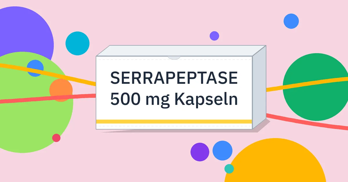 Symbolbild: Packung mit der Aufschrift SERRAPEPTASE 500 mg Kapseln (PZN 16396891) – Verfügbarkeit und Bezug in Apotheken in Frankfurt am Main