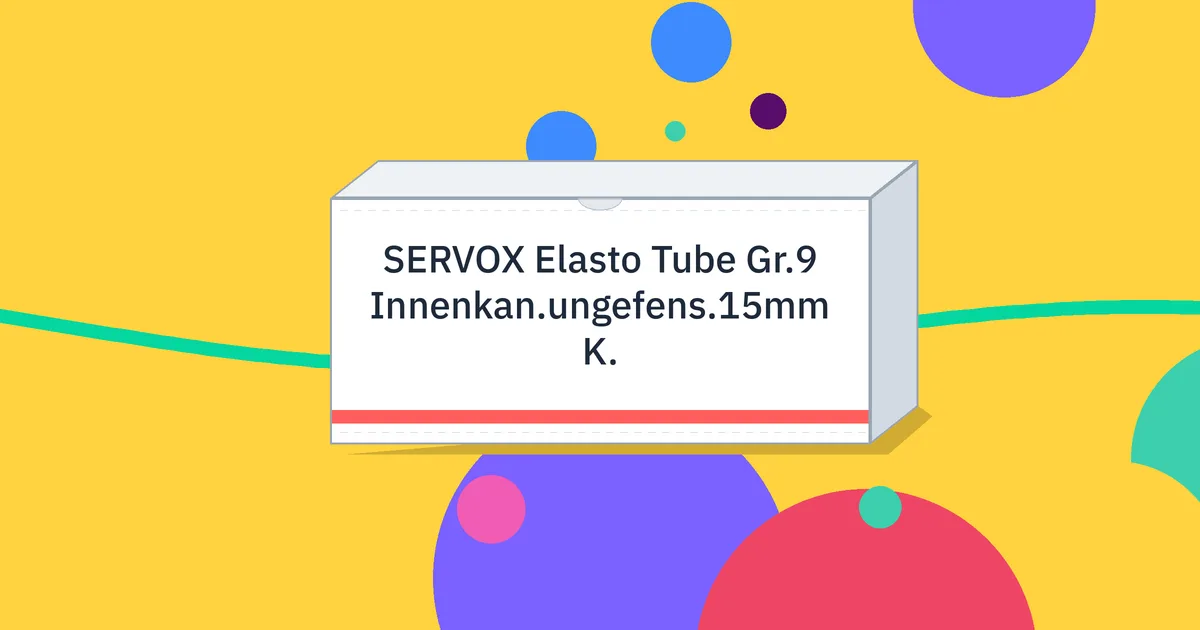 Symbolbild: Packung mit der Aufschrift SERVOX Elasto Tube Gr.9 Innenkan.ungefens.15mm K. (PZN 07424565) – Verfügbarkeit und Bezug in Apotheken in Frankfurt am Main