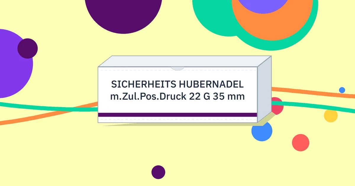 Symbolbild: Packung mit der Aufschrift SICHERHEITS HUBERNADEL m.Zul.Pos.Druck 22 G 35 mm (PZN 12646492) – Verfügbarkeit und Bezug in Apotheken in Frankfurt am Main