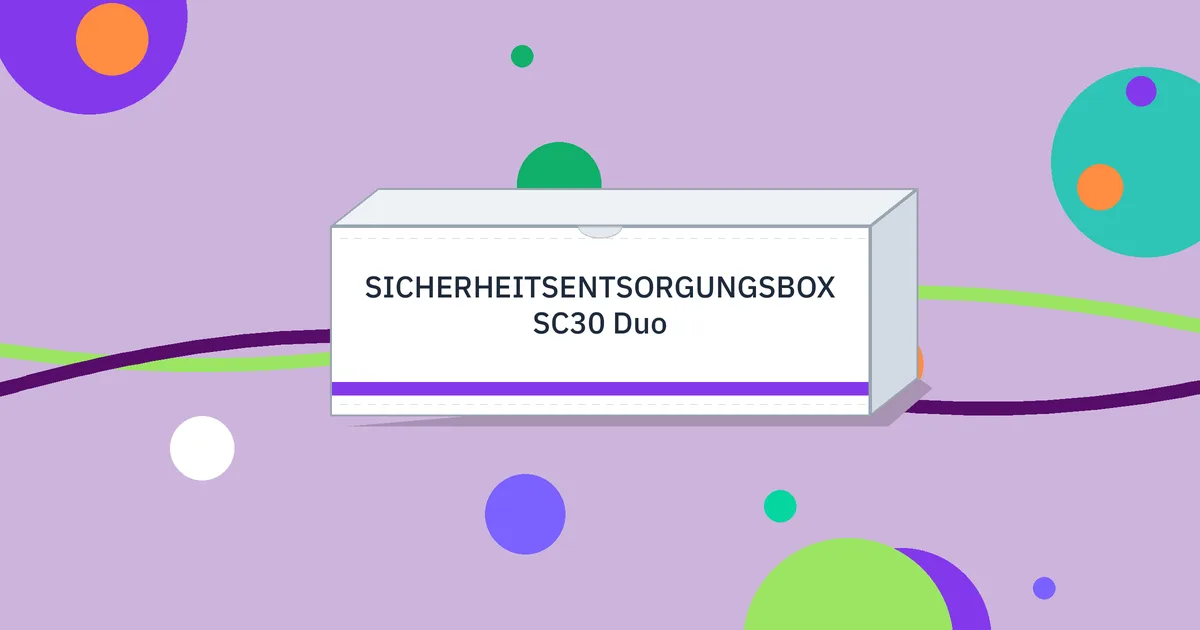 Symbolbild: Packung mit der Aufschrift SICHERHEITSENTSORGUNGSBOX SC30 Duo (PZN 06403302) – Verfügbarkeit und Bezug in Apotheken in Frankfurt am Main