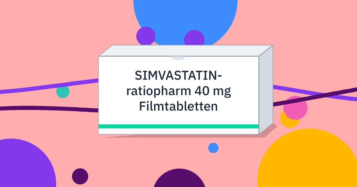 Symbolbild: Packung mit der Aufschrift SIMVASTATIN-ratiopharm 40 mg Filmtabletten (PZN 03508667) – Verfügbarkeit und Bezug in Apotheken in Frankfurt am Main