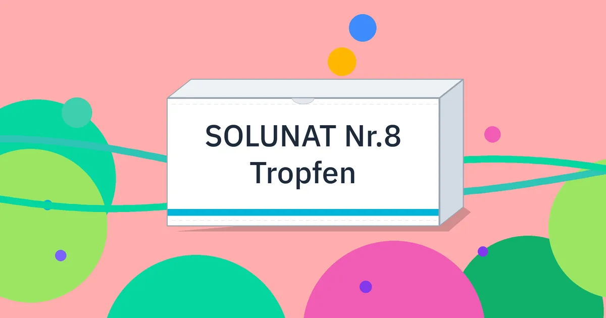 Symbolbild: Packung mit der Aufschrift SOLUNAT Nr.8 Tropfen (PZN 02939649) – Verfügbarkeit und Bezug in Apotheken in Frankfurt am Main