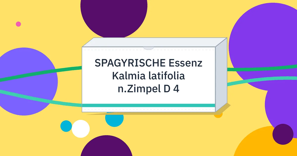 Symbolbild: Packung mit der Aufschrift SPAGYRISCHE Essenz Kalmia latifolia n.Zimpel D 4 (PZN 14281497) – Verfügbarkeit und Bezug in Apotheken in Frankfurt am Main