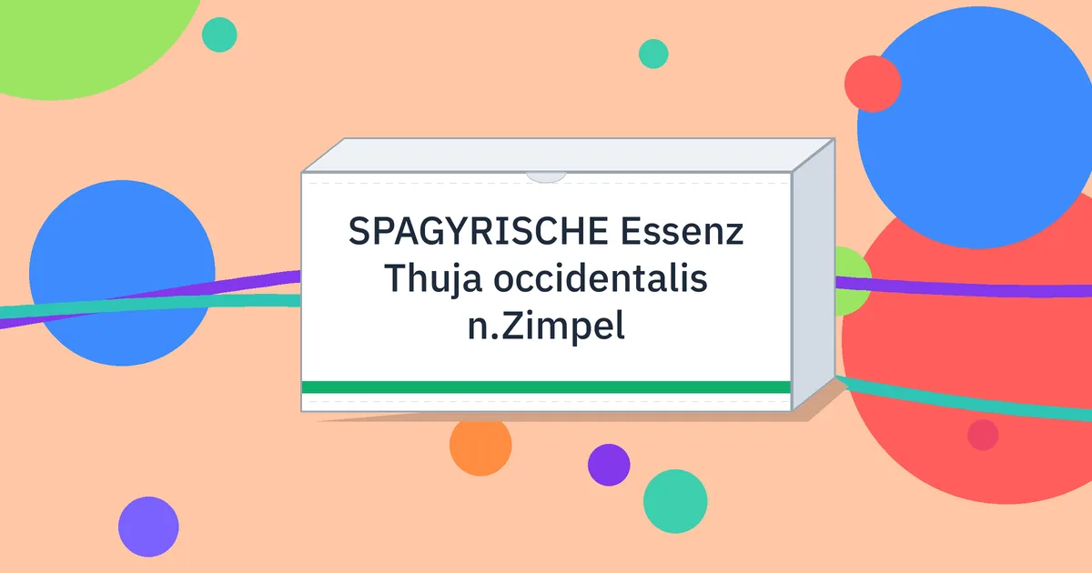 Symbolbild: Packung mit der Aufschrift SPAGYRISCHE Essenz Thuja occidentalis n.Zimpel (PZN 00917974) – Verfügbarkeit und Bezug in Apotheken in Frankfurt am Main