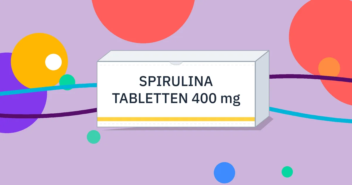Symbolbild: Packung mit der Aufschrift SPIRULINA TABLETTEN 400 mg (PZN 00429499) – Verfügbarkeit und Bezug in Apotheken in Frankfurt am Main