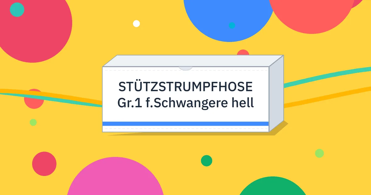 Symbolbild: Packung mit der Aufschrift STÜTZSTRUMPFHOSE Gr.1 f.Schwangere hell (PZN 01978498) – Verfügbarkeit und Bezug in Apotheken in Frankfurt am Main