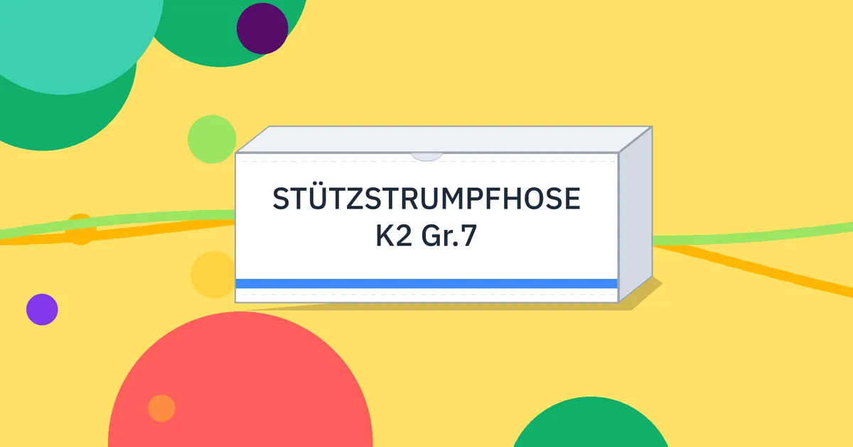 Symbolbild: Packung mit der Aufschrift STÜTZSTRUMPFHOSE K2 Gr.7 (PZN 02444913) – Verfügbarkeit und Bezug in Apotheken in Frankfurt am Main