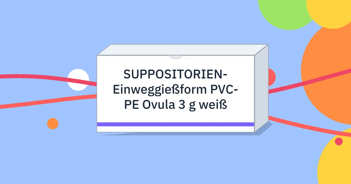 Symbolbild: Packung mit der Aufschrift SUPPOSITORIEN-Einweggießform PVC-PE Ovula 3 g weiß (PZN 18014528) – Verfügbarkeit und Bezug in Apotheken in Frankfurt am Main
