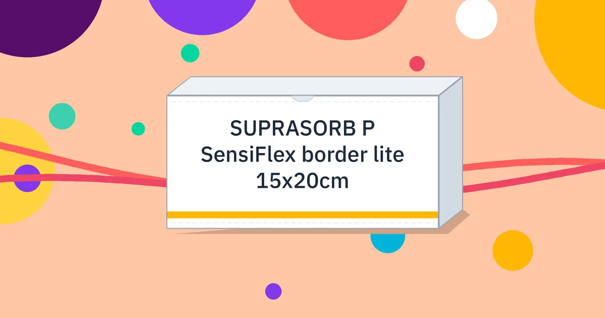 Symbolbild: Packung mit der Aufschrift SUPRASORB P SensiFlex border lite 15x20cm (PZN 19445354) – Verfügbarkeit und Bezug in Apotheken in Frankfurt am Main