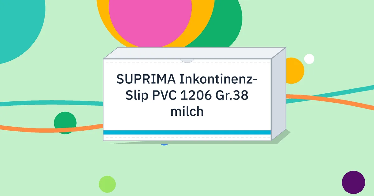 Symbolbild: Packung mit der Aufschrift SUPRIMA Inkontinenz-Slip PVC 1206 Gr.38 milch (PZN 03922154) – Verfügbarkeit und Bezug in Apotheken in Frankfurt am Main