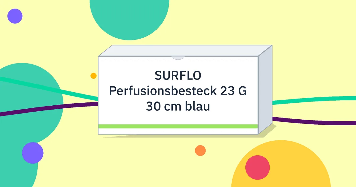 Symbolbild: Packung mit der Aufschrift SURFLO Perfusionsbesteck 23 G 30 cm blau (PZN 07115893) – Verfügbarkeit und Bezug in Apotheken in Frankfurt am Main