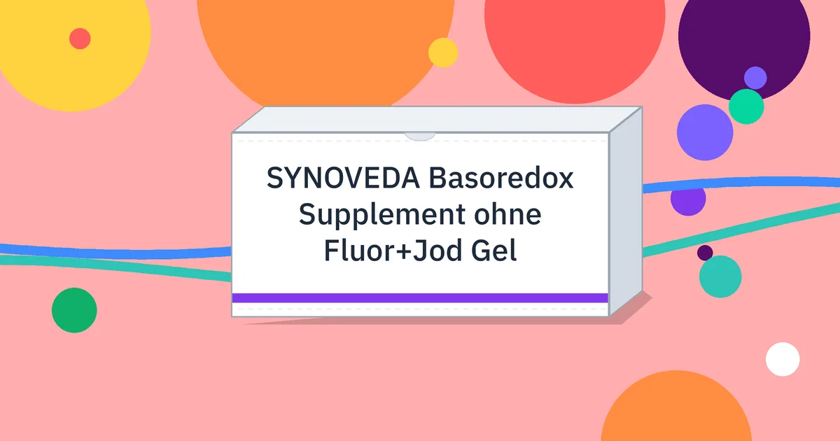 Symbolbild: Packung mit der Aufschrift SYNOVEDA Basoredox Supplement ohne Fluor+Jod Gel (PZN 03692458) – Verfügbarkeit und Bezug in Apotheken in Frankfurt am Main