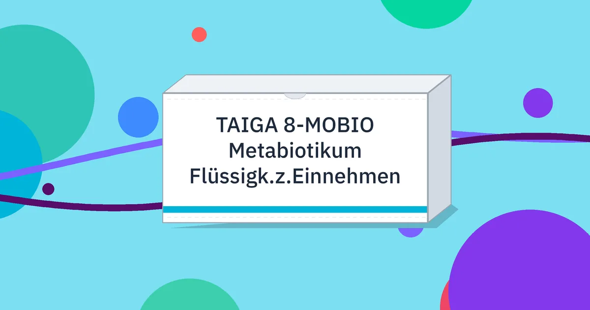 Symbolbild: Packung mit der Aufschrift TAIGA 8-MOBIO Metabiotikum Flüssigk.z.Einnehmen (PZN 19779747) – Verfügbarkeit und Bezug in Apotheken in Frankfurt am Main