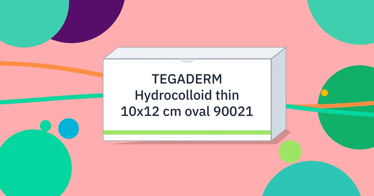 Symbolbild: Packung mit der Aufschrift TEGADERM Hydrocolloid thin 10x12 cm oval 90021 (PZN 04971321) – Verfügbarkeit und Bezug in Apotheken in Frankfurt am Main