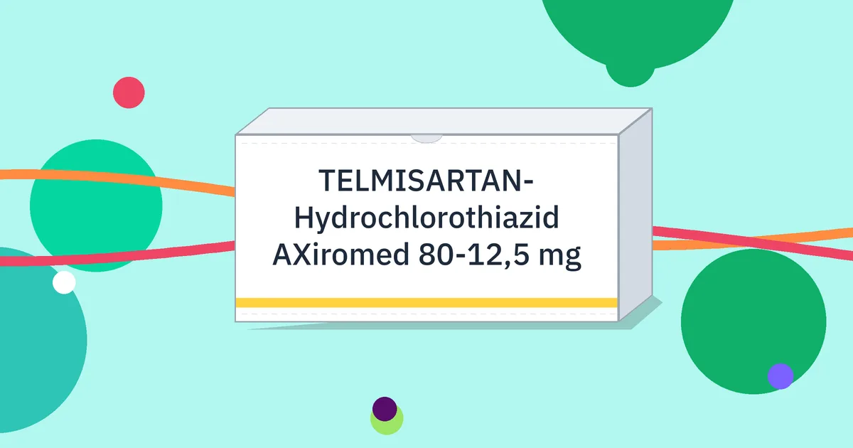 Symbolbild: Packung mit der Aufschrift TELMISARTAN-Hydrochlorothiazid AXiromed 80-12,5 mg (PZN 13716467) – Verfügbarkeit und Bezug in Apotheken in Frankfurt am Main