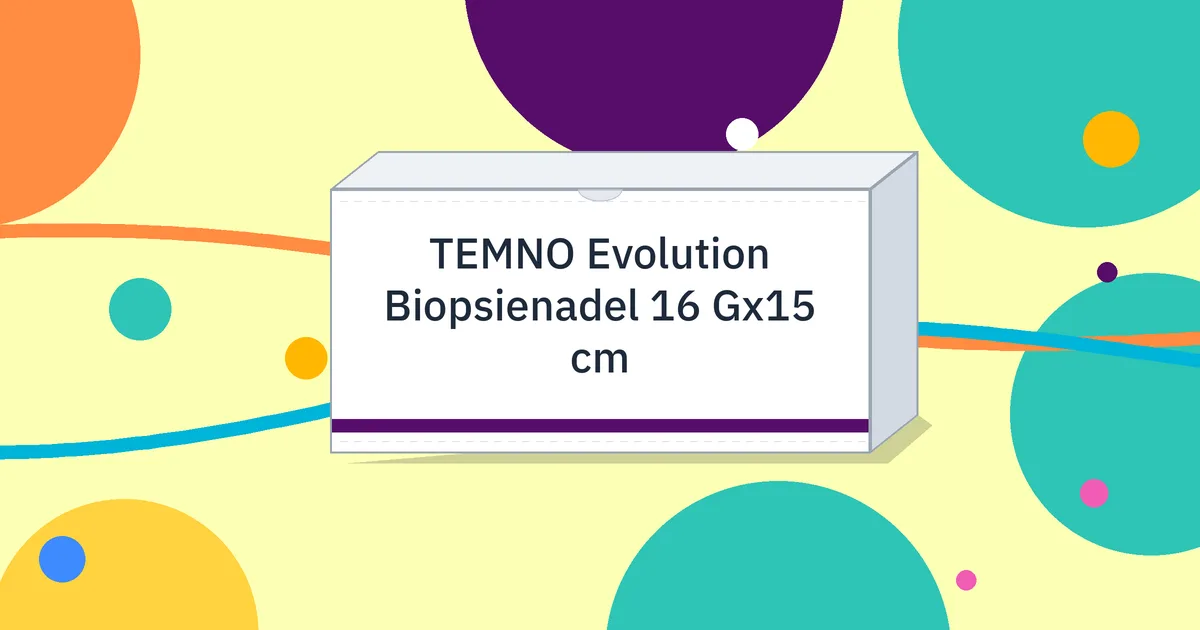 Symbolbild: Packung mit der Aufschrift TEMNO Evolution Biopsienadel 16 Gx15 cm (PZN 18765826) – Verfügbarkeit und Bezug in Apotheken in Frankfurt am Main