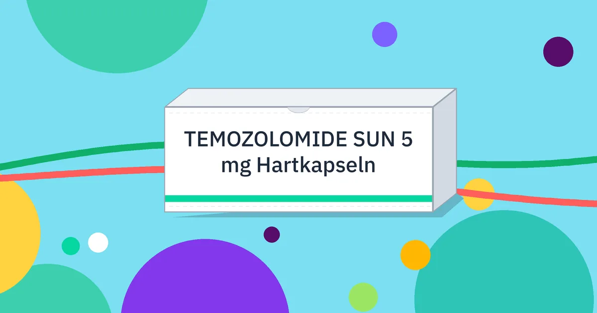 Symbolbild: Packung mit der Aufschrift TEMOZOLOMIDE SUN 5 mg Hartkapseln (PZN 09281934) – Verfügbarkeit und Bezug in Apotheken in Frankfurt am Main