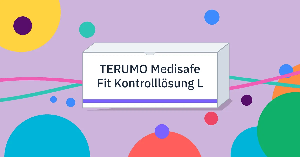 Symbolbild: Packung mit der Aufschrift TERUMO Medisafe Fit Kontrolllösung L (PZN 10191403) – Verfügbarkeit und Bezug in Apotheken in Frankfurt am Main
