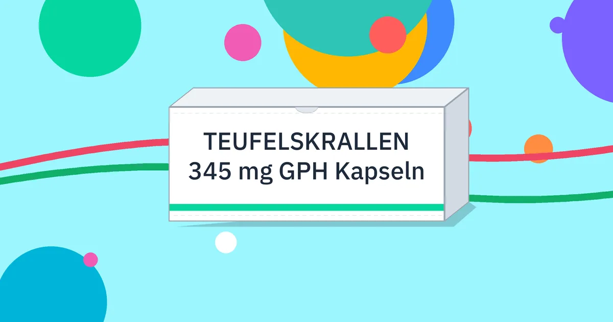 Symbolbild: Packung mit der Aufschrift TEUFELSKRALLEN 345 mg GPH Kapseln (PZN 12539589) – Verfügbarkeit und Bezug in Apotheken in Frankfurt am Main
