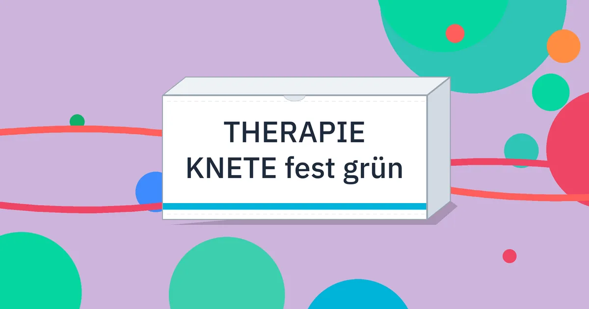 Symbolbild: Packung mit der Aufschrift THERAPIE KNETE fest grün (PZN 20776783) – Verfügbarkeit und Bezug in Apotheken in Frankfurt am Main